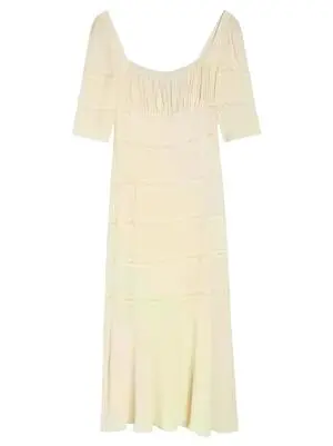 REFORMATION Laverna Lace Ruched Midi Dress - Neutrals