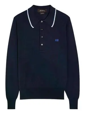 WALES BONNER Henry Trim-embroidered Polo Shirt - Blue