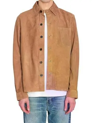 ARMA Button Suede Overshirt - Brown