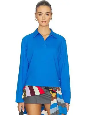 LESET Margo Long Sleeve Polo - Leset Blue