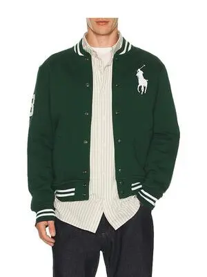 Polo Ralph Lauren Fleece Big Pony Baseball Jacket - Vintage Pine