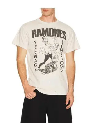 MadeWorn Ramones 90's Crew Tee In White - Vintage White