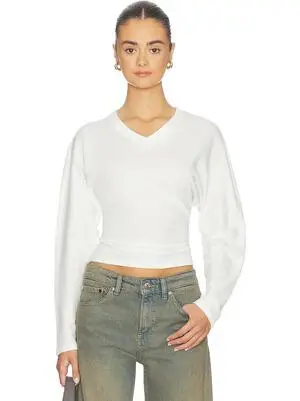EB DENIM Acacia V Neck Long Sleeve Top - White