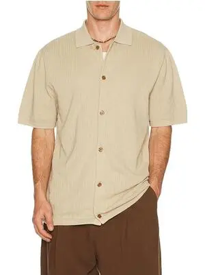 RHYTHM West Winds Stripe Shirt In Brown - Stone