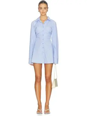 ALL THE WAYS Lane Button Up Mini Dress - Blue Stripe