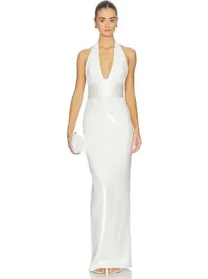 Retrofete Kelsie Sequin Halterneck Dress - White