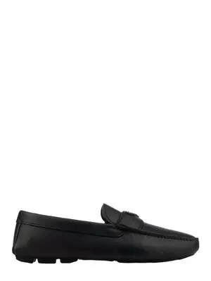 Prada Logo Leather Loafers - Black