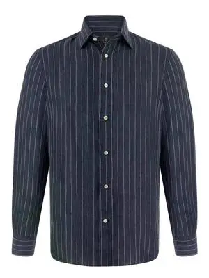 Boggi Milano Regular Fit Linen Shirt - Blue
