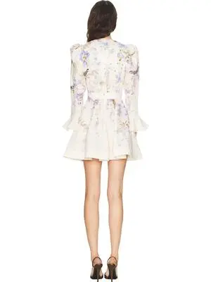 Zimmermann Luna Plunge Mini Dress - Blue Songbird