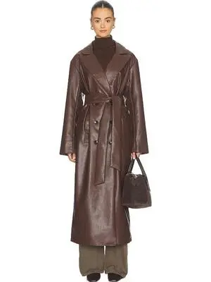 ALL THE WAYS Carey Faux Leather Trench - Brown