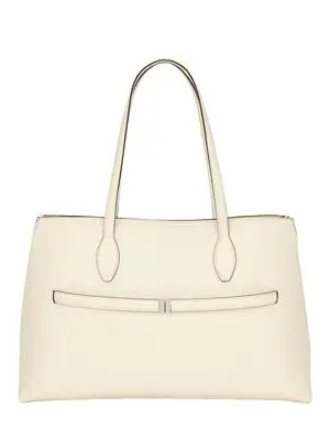 TOTEME Grained Leather Lounge Tote Bag - Milk