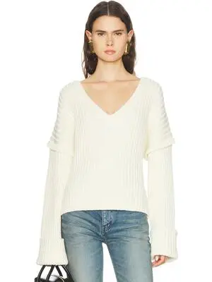 SAME Oversized V-neck Sweater - Cream