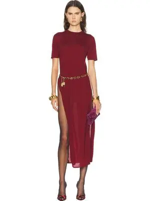 Saint Laurent Short Sleeve Maxi Dress - Rouille