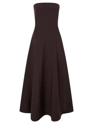 ST. AGNI Strapless Cotton-blend Midi Dress - Brown