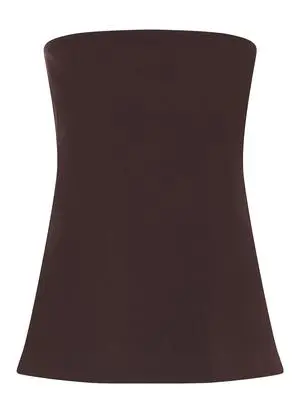 ST. AGNI Strapless Open-back Cotton-blend Top - Brown