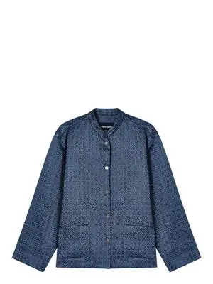 Giorgio Armani Printed Linen And Viscose Shirt Jacket - Navy Blue