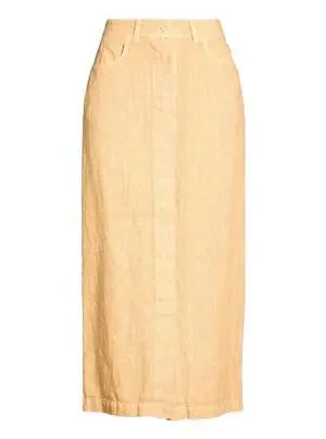 120% Lino Flared Midi Skirt - Camel