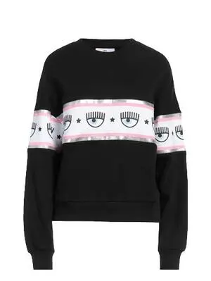 CHIARA FERRAGNI Fleece Sweatshirt With Glitter Print And Logo - Black