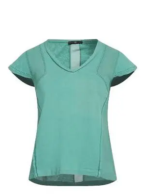 High T-shirt In Cotton, Linen, And Rayon - Green