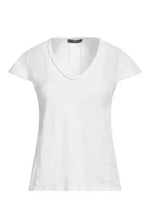 High T-shirt In Cotton, Linen, And Rayon - White