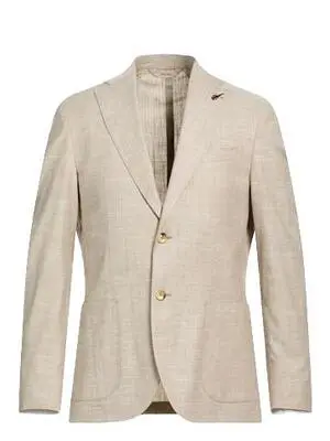 PAOLONI Blazer Size Cotton, Virgin Wool, Viscose, Linen, Elastane - Beige
