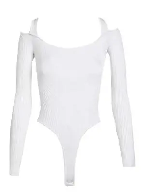 MUGLER Ribbed Jersey Bodysuit - White
