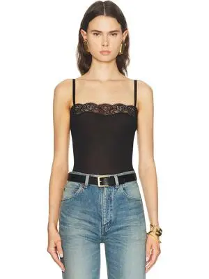 Saint Laurent Lace Trim Tank Top - Noir