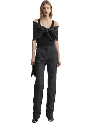 TOTEME Crinkled Cotton Trousers - Black