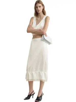 TOTEME Layered Satin Skirt - White