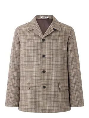 Auralee Checked Silk And Linen-blend Tweed Jacket - Brown