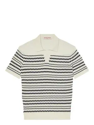 Orlebar Brown Canet Striped Ribbed-knit Organic Cotton Polo Shirt - Neutrals