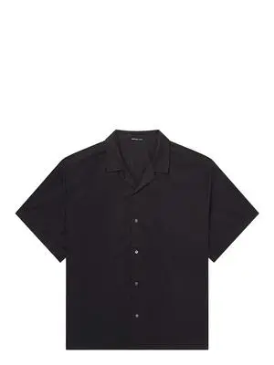 JAMES PERSE Convertible-collar Cotton-blend Poplin Shirt - Black