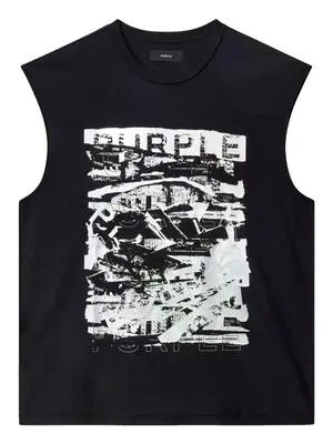 PURPLE BRAND Graphic Sleeveless T-shirt - Black