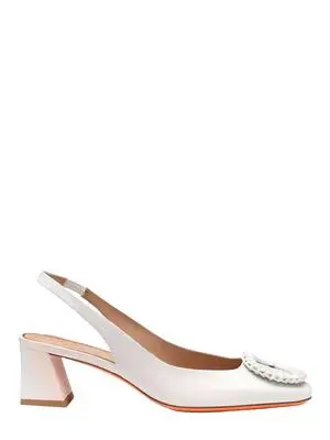 Santoni Buckle Slingback Pumps - White