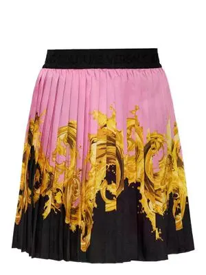 Versace Printed Twill Pleated Mini Skirt - Pink