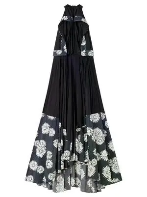 LANVIN Pleated Floral-pattern Maxi Dress - Black