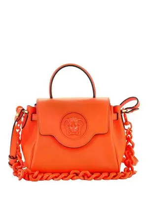Versace La Medusa Leather Top Handle Satchel - Orange