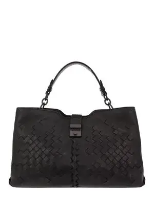 Bottega Veneta 2010s Napoli Intrecciato Leather Tote Bag - Black