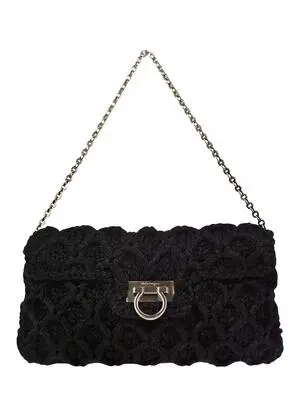 FERRAGAMO 2010s Gancini Shoulder Bag - Black