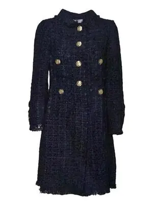 CHARLOTT Textured Button Coat - Blue