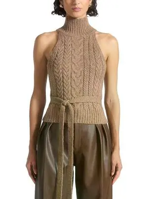 Manière De Voir Cable-knit Halterneck Top - Brown