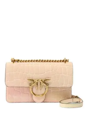 Pinko Crocodile-effect Bird Chain Crossbody Bag - Neutrals