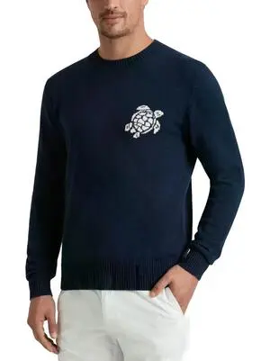 Vilebrequin Turtle-jacquard Crew-neck Jumper - Blue