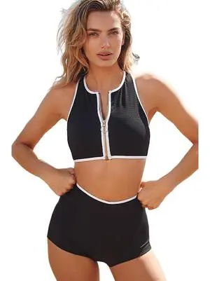 Seafolly Beach Bound Zip-front Swim Tank - Black