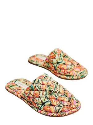 Farm Rio Quilted Hotel Slippers - Orange Floral