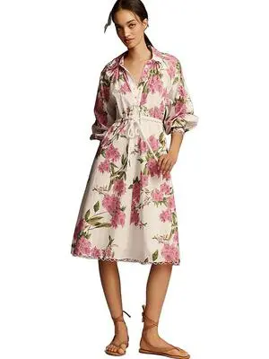 EN SAISON Esther Long-sleeve Midi Dress - White Pink Sage