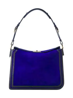 LANVIN Panelled Suede Shoulder Bag - Blue