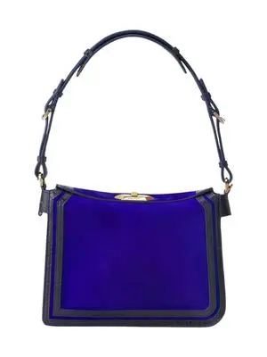 LANVIN Turnlock Goat Skin Shoulder Bag - Blue