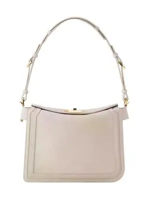 LANVIN Geometric Lock Shoulder Bag - Neutrals