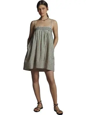 RAISONNEL Square-neck Shift Dress - Green Stripe